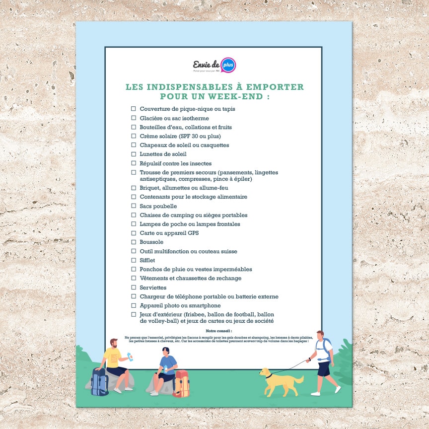 Check-list pour les week-ends en plein air