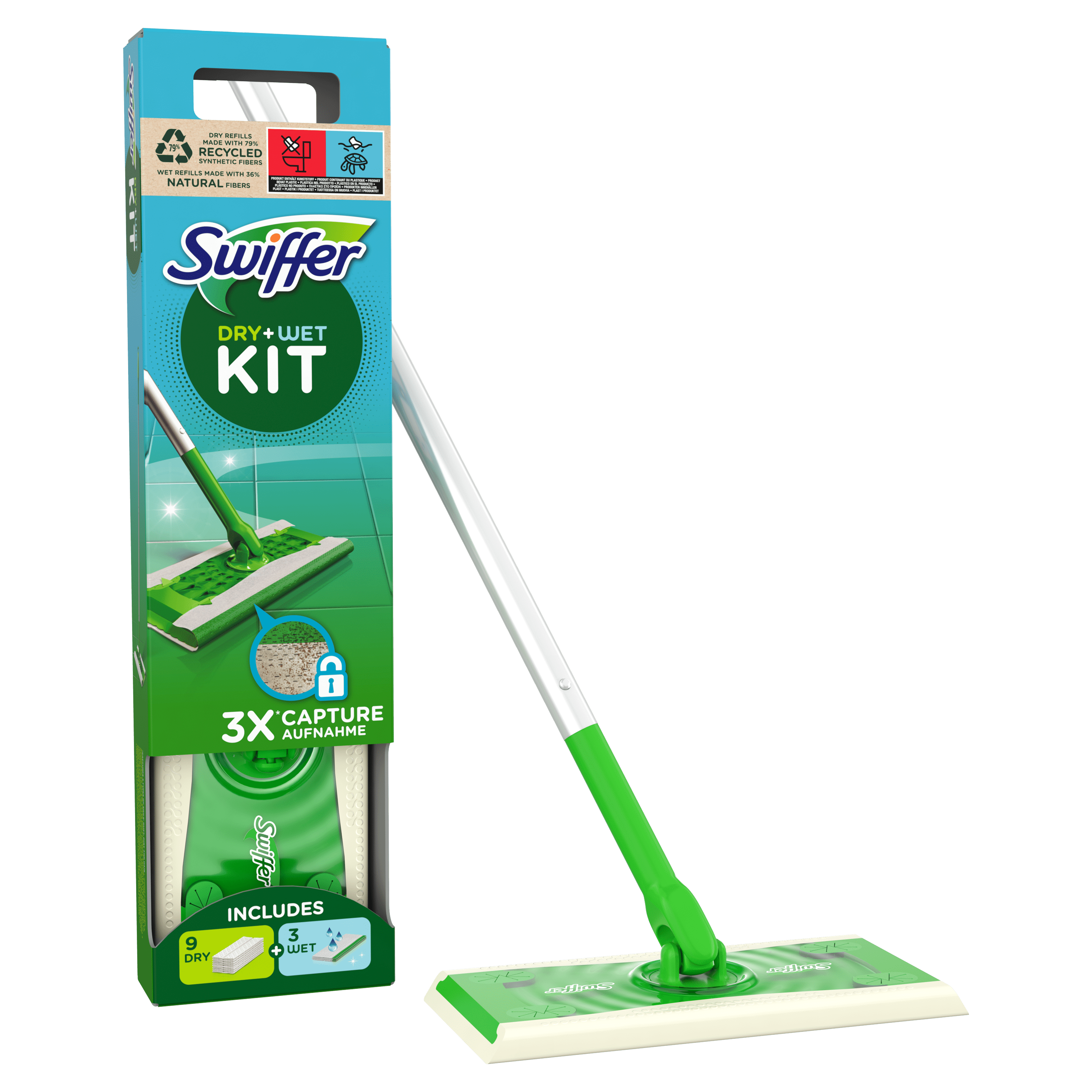 Swiffer Kit Balai avec Lingettes Sèches et Imprégnées