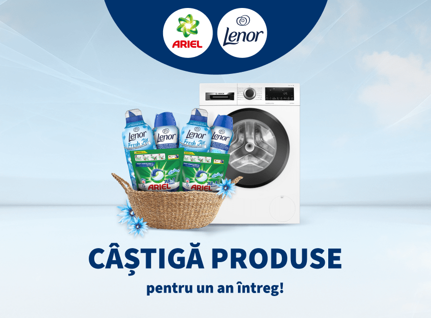 Un coș plin cu produse Ariel și Lenor!