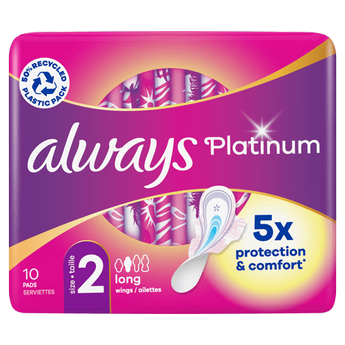 Always Platinum Size 2 Period Pads with wings